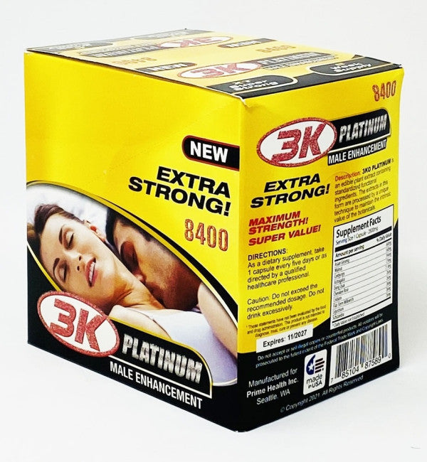 3K Platinum Male Enhancement Extra Strong 8400 - Box of 24 | MK Distro