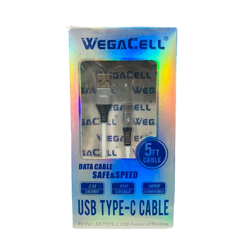 WegaCell - 5ft Safe & Speed Data Cable (USB Type-C Cable) - Electronics ...