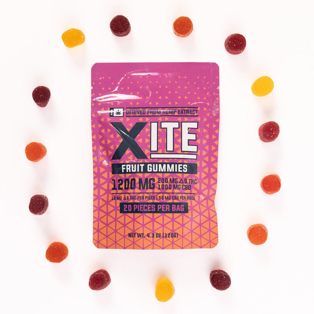 Xite - Fruit Gummies 1200mg Bag (200mg D9 + 1000mg CBD) - Box of 12 ...