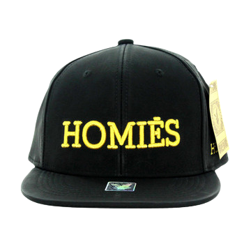 Adjustable Baseball Hat - Gold HOMIES Patch (Solid Black) | MK Distro